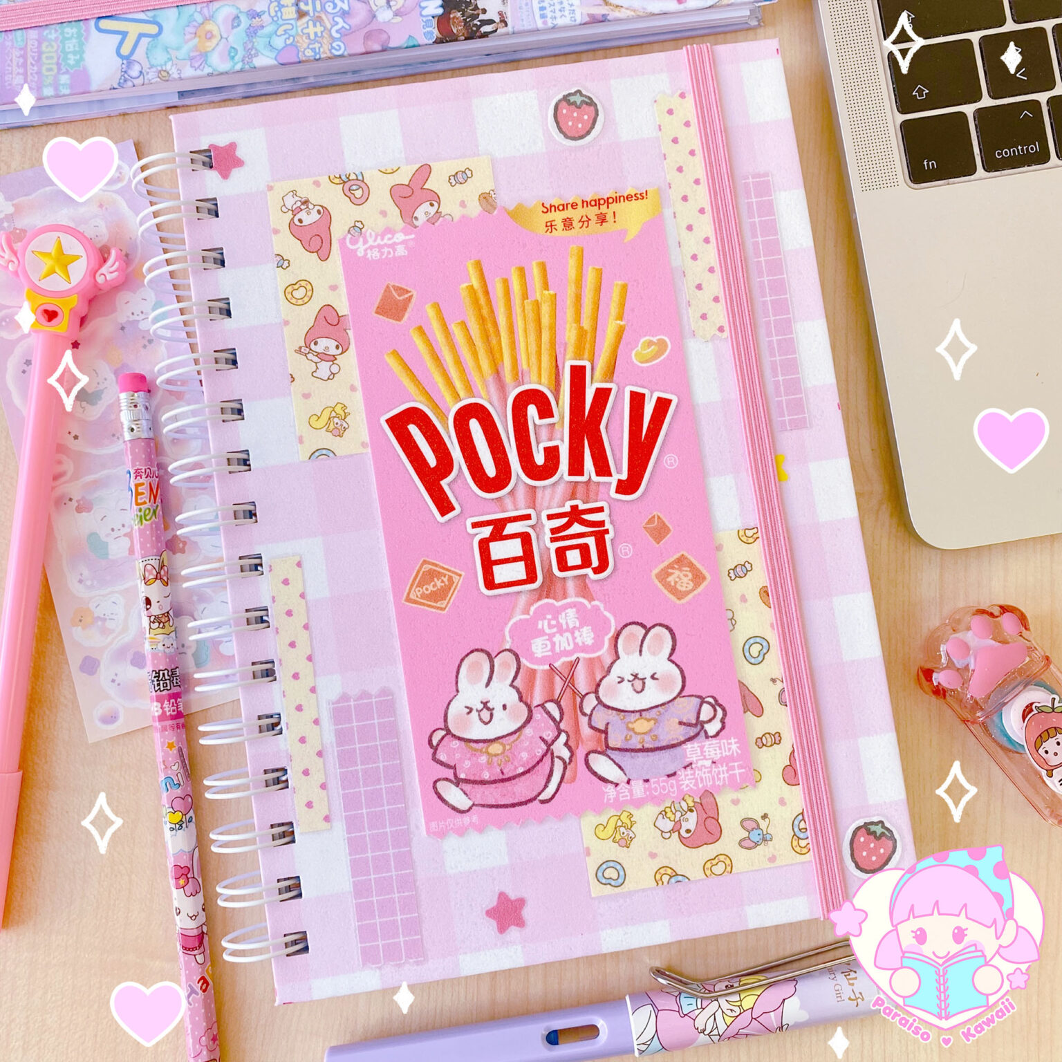 Libreta Reciclada A5 – Pocky Frutilla – Paraiso Kawaii