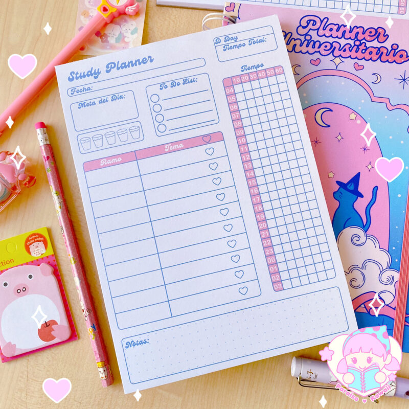 Set Planner Universitario con Study – Paraiso Kawaii